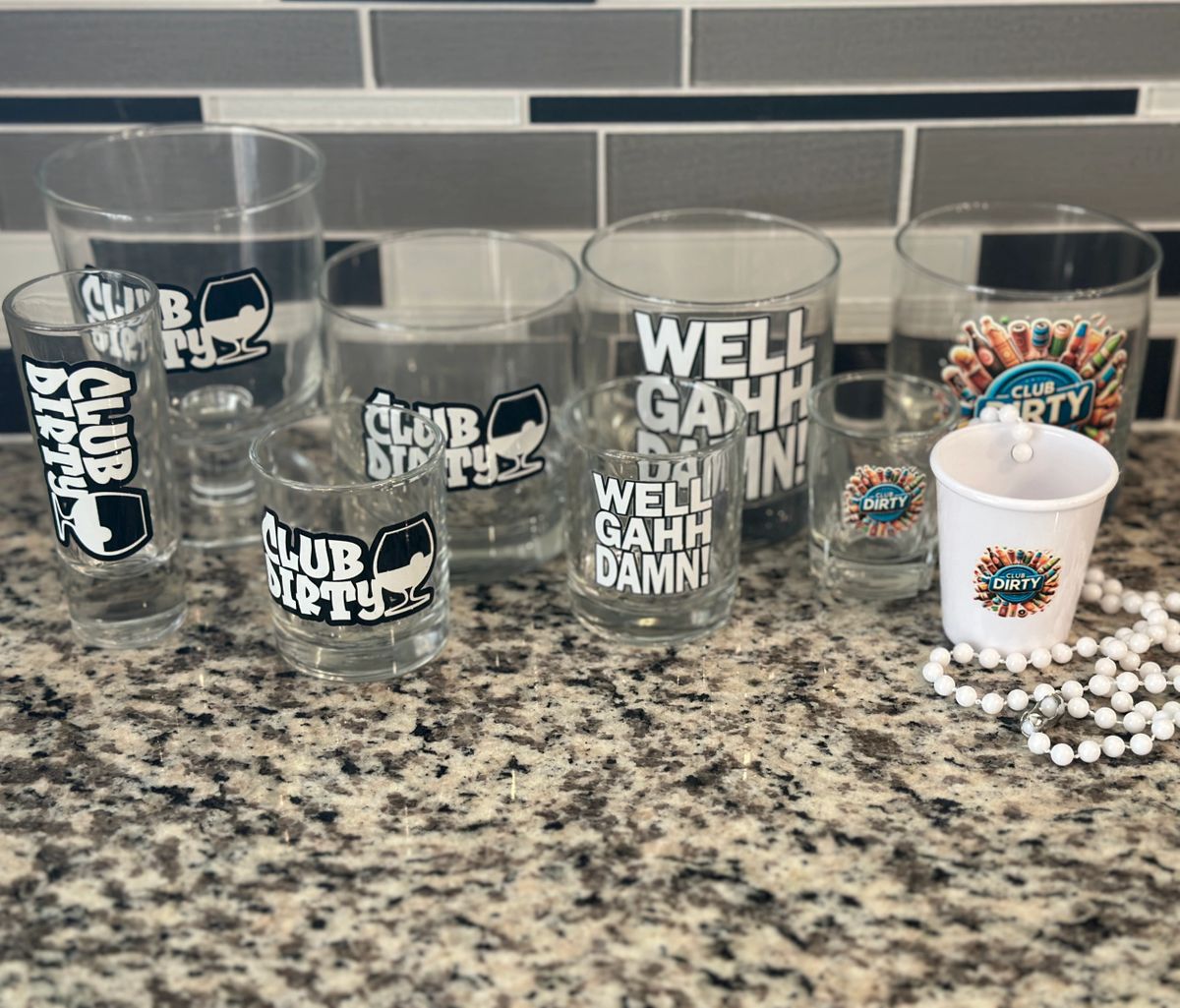 Club Dirty Glassware