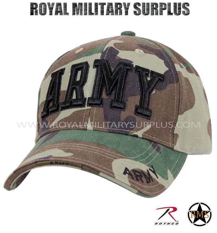 Cap - Low Profile/Insignia - ARMY (Deluxe) - WOODLAND CAMO