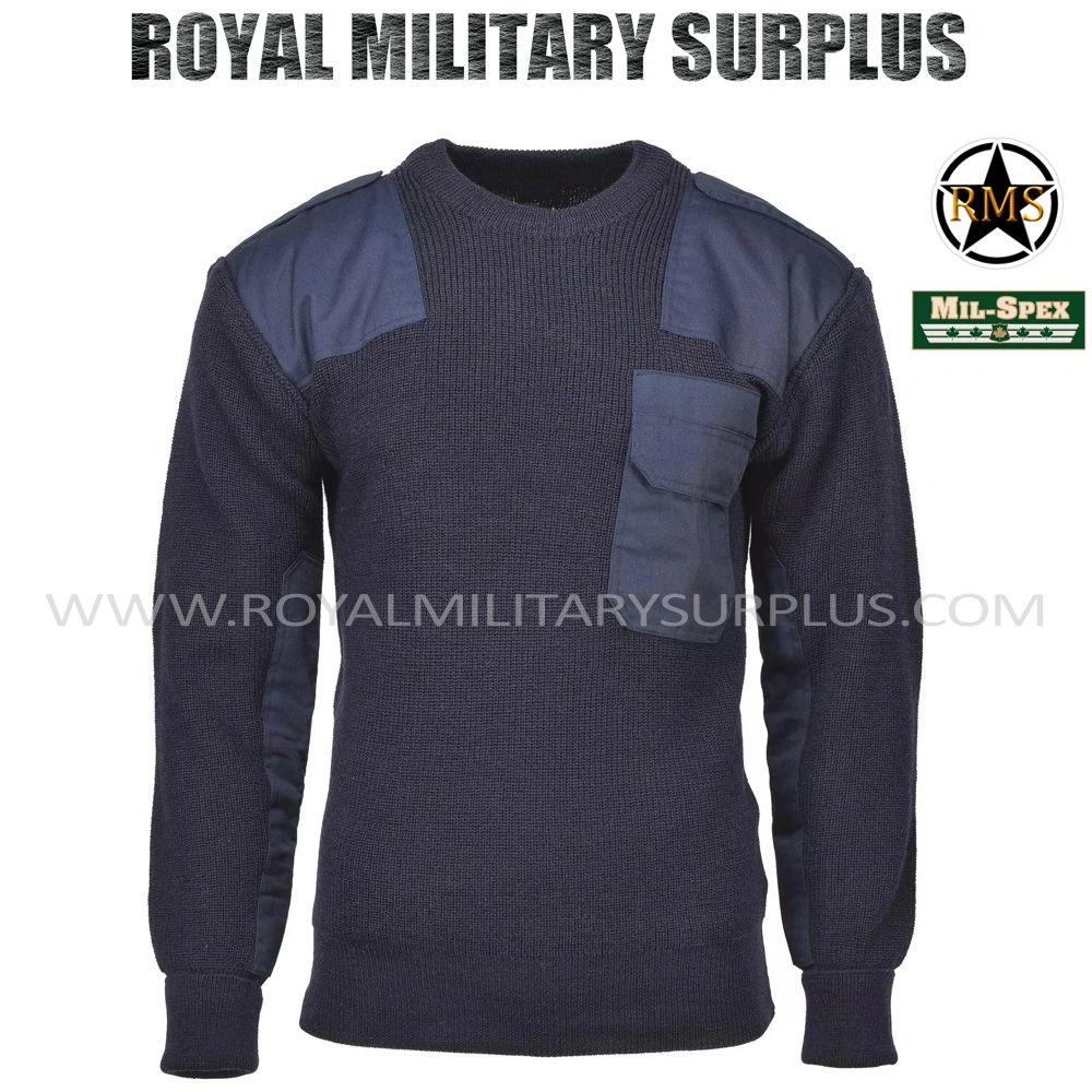 Commando Sweater - German Military Style / Crew-Neck (Acrylic) - NAVY BLUE