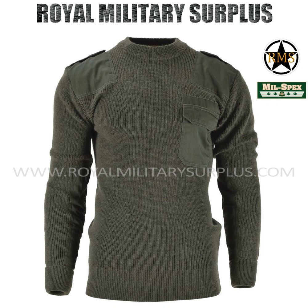 Commando Sweater - German Military Style / Crew-Neck (Acrylic) - OD ...