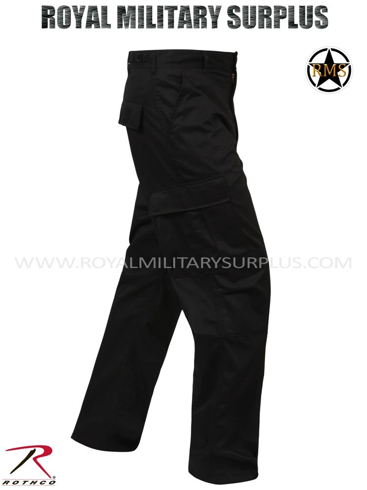 Combat BDU Pants - Relaxed Fit (Zipper Fly) - BLACK (Solid Color)