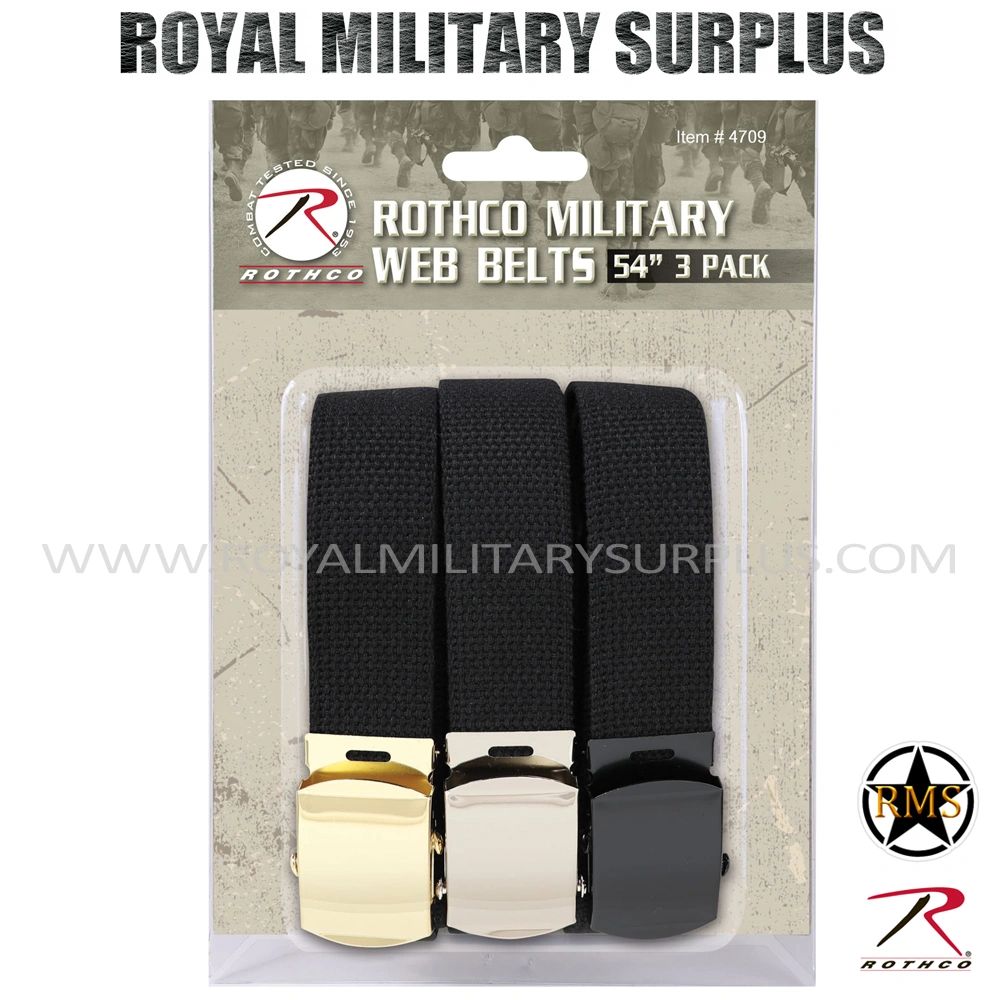 Belt - Tactical 1.25" (3 Pack) / Metal Buckle (Black/Gold/Chrome ...