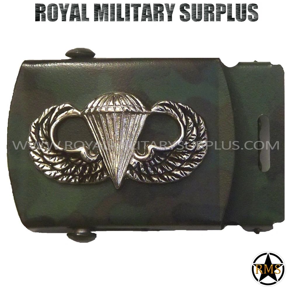 Belt Buckle - PARATROOPERS EMBLEMA (Woodland/Brushed Silver)