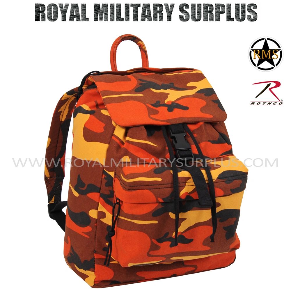 Backpack - Canvas Day Pack (Rothco) - 35 Liters - SAVAGE ORANGE CAMO