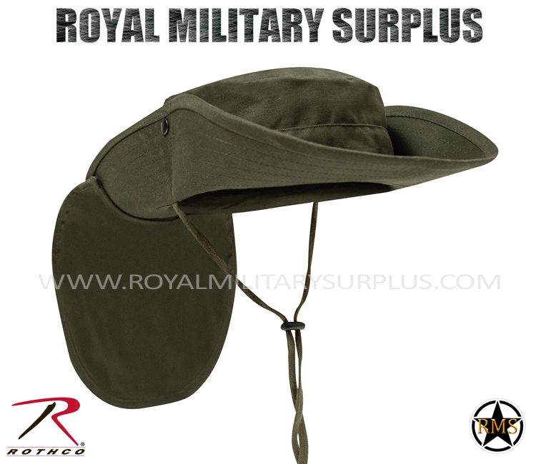 Boonie Hat - Adjustable/Neck Flap - OD GREEN (Olive Drab)