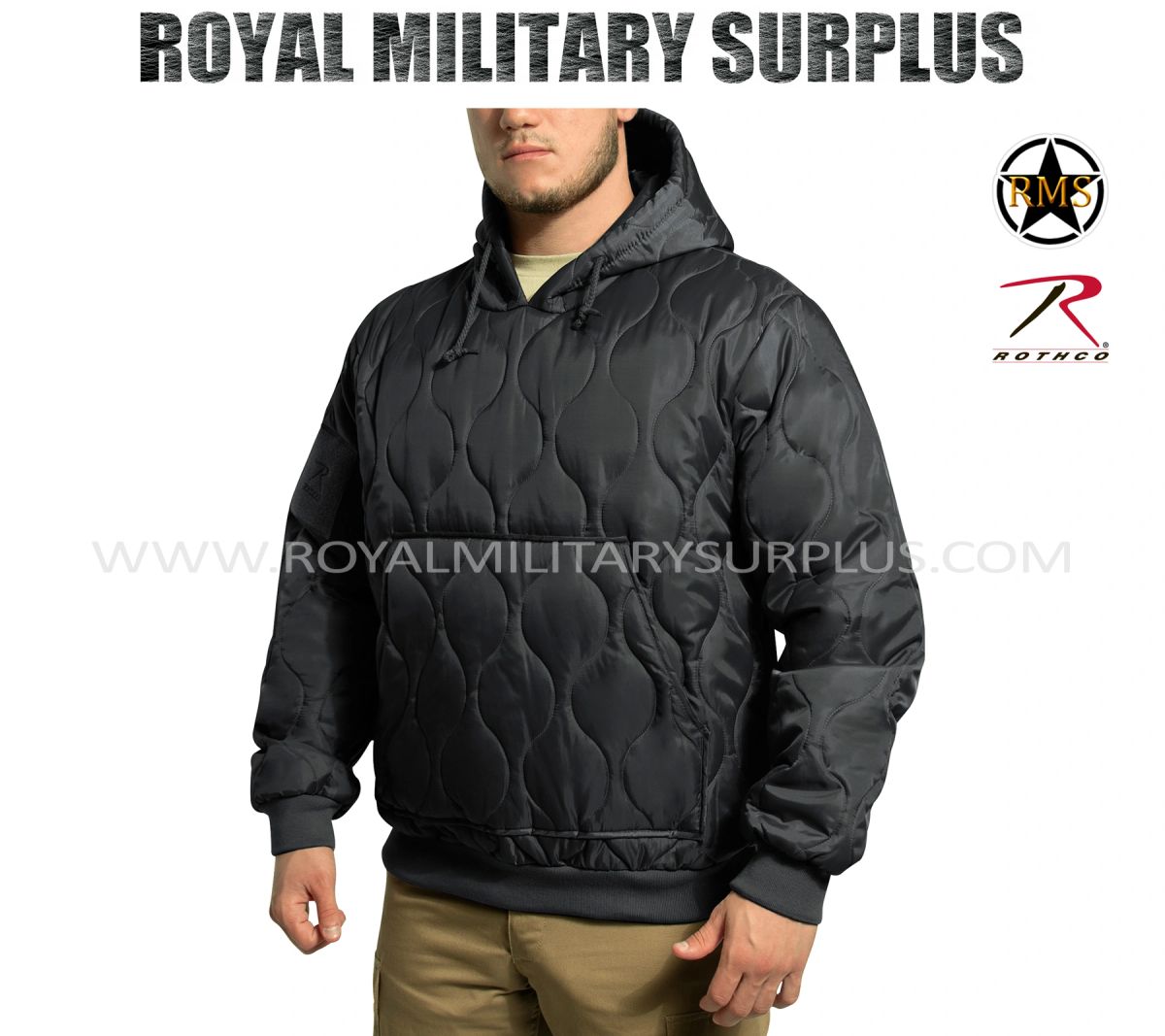 Jacket - Quilted Woobie Hooded - BLACK (Black Tactical)