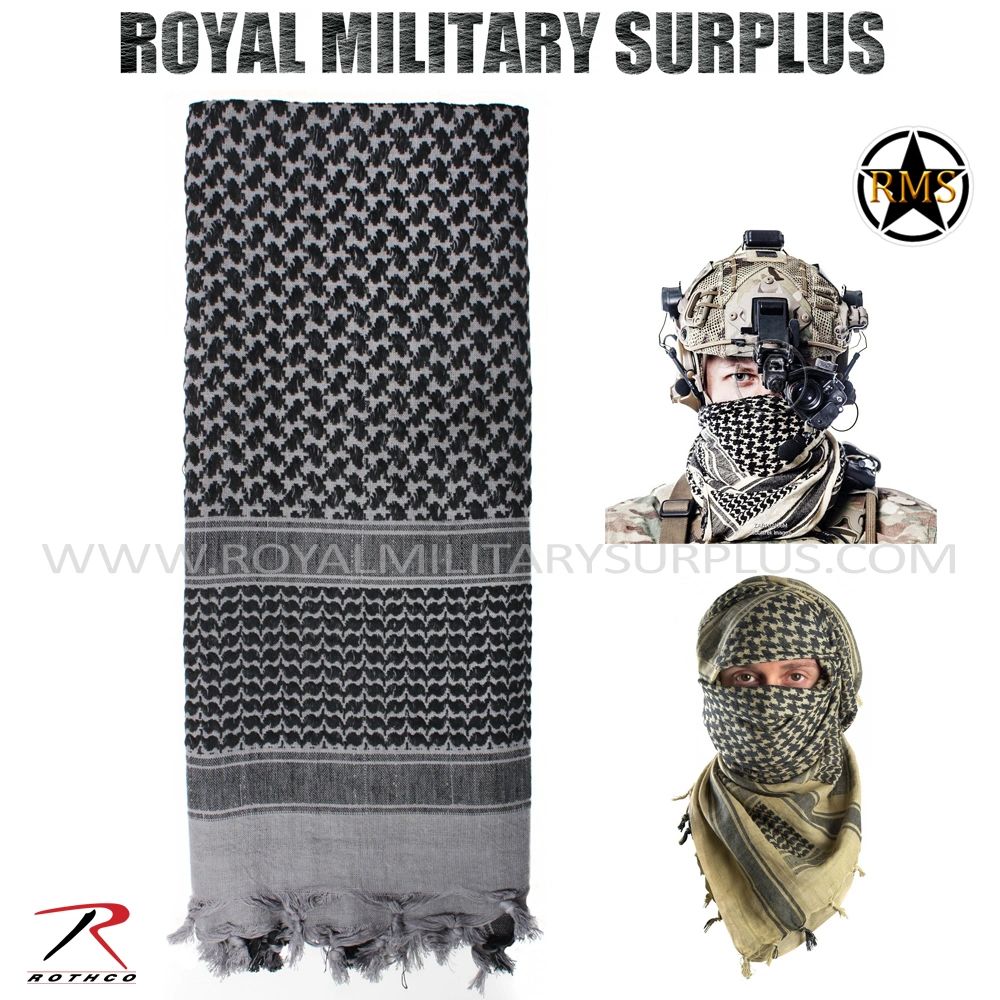 Shemagh / Keffiyeh - Military Style - GREY (Grey/Black)