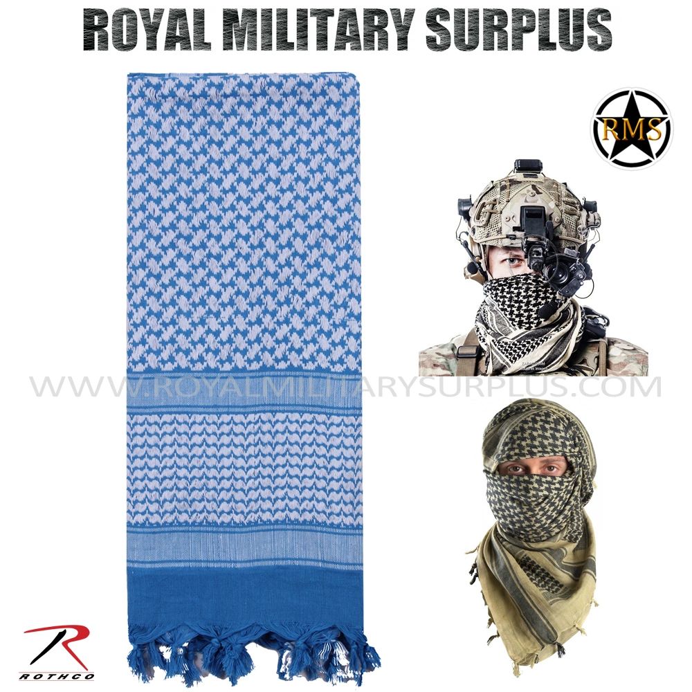 Shemagh / Keffiyeh - Military Style - LIGHT BLUE (Blue/Black)