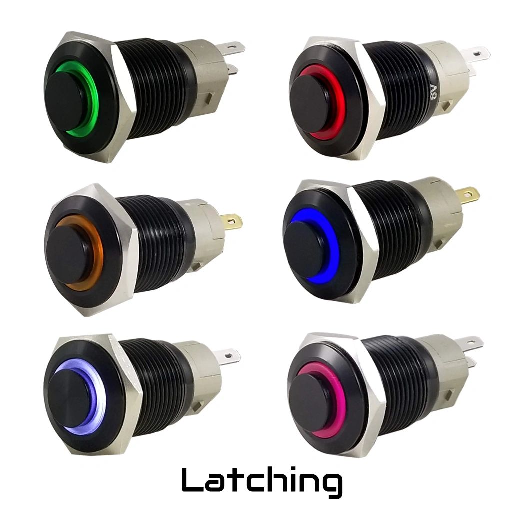 Tesi FILO 16MM Latching LED Push Button Guitar Kill Switch Black ...