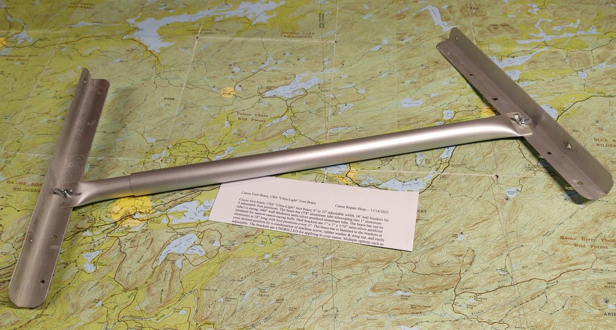 canoe foot brace, CRS "Race-Lite" footbrace, satin-silver anodized ...