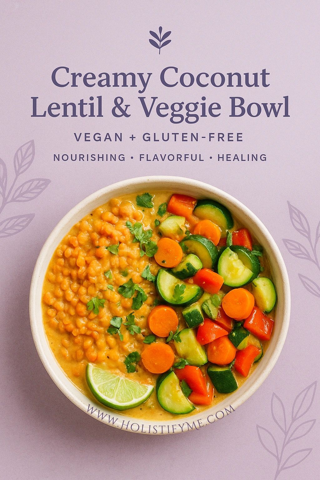 Creamy Coconut Lentil & Veggie Bowl (Vegan + Gluten-Free)