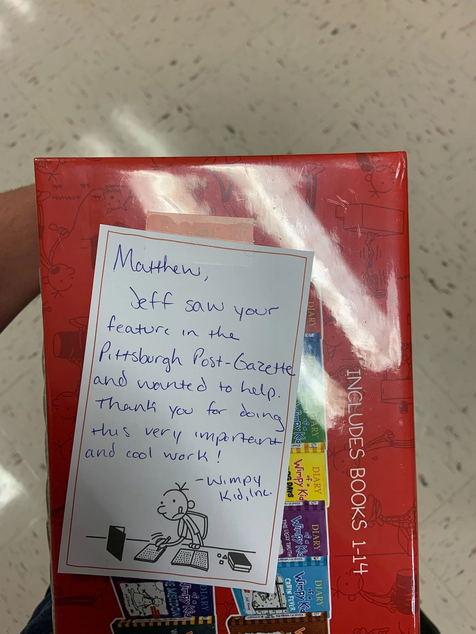 Thank you Jeff Kinney for sending books!