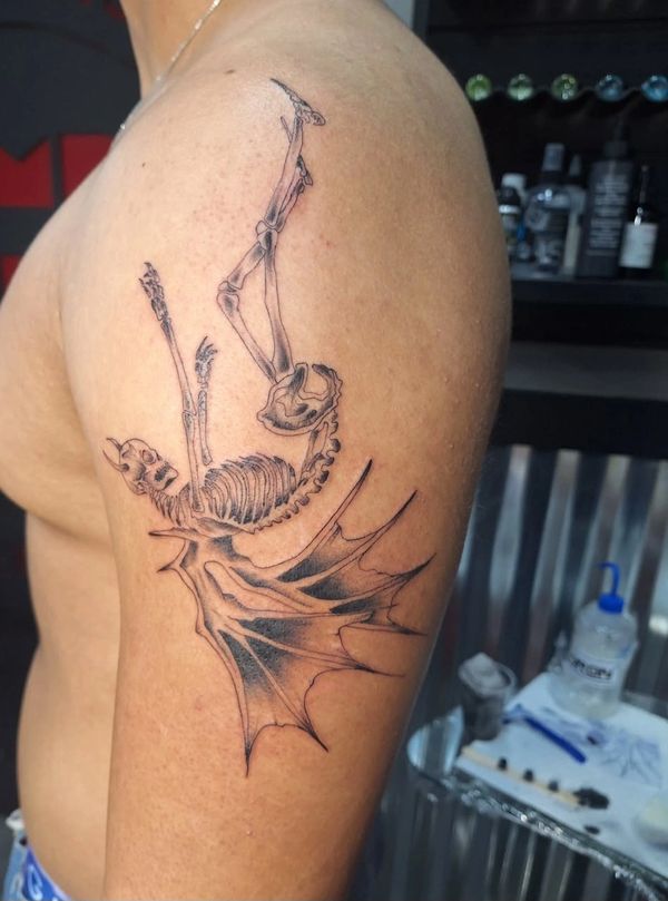 pterodactyl tattoo back