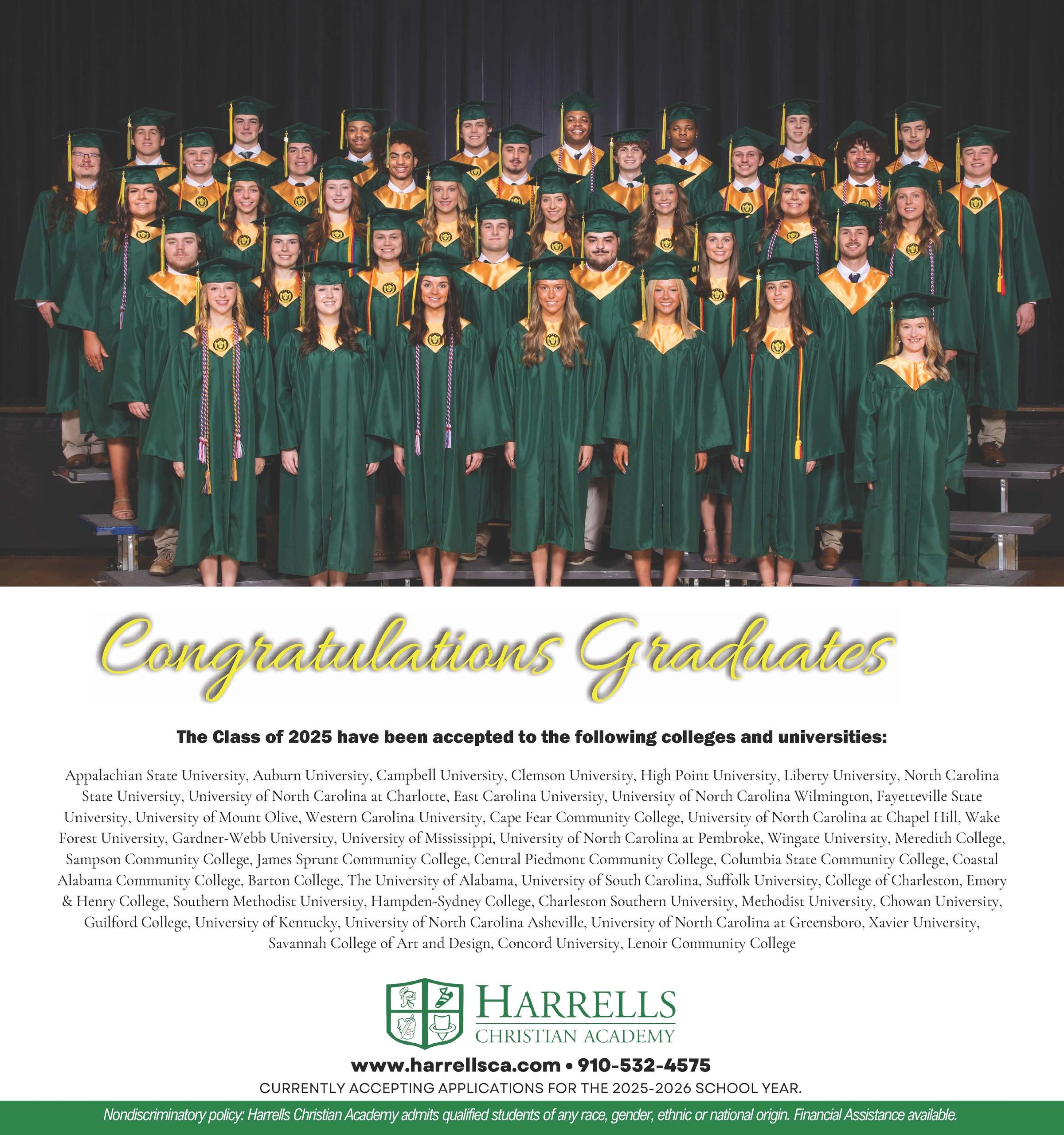 Congratulations to the Harrells Christian Academy Class of 2025!
