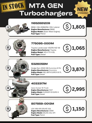 MTA Turbochargers - Repair, Replace, and Rebuild Services
