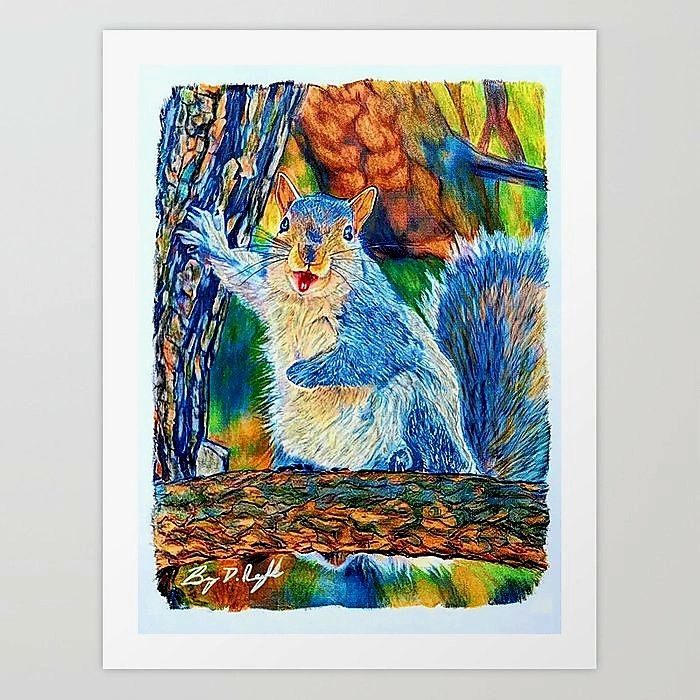 ️'ZIPPY!' ️ Grey Squirrel - Original Pastel Pencil Drawing