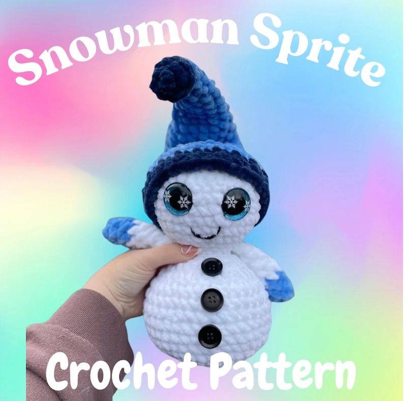 No Sew Snowman Sprite Crochet Plushie Pattern