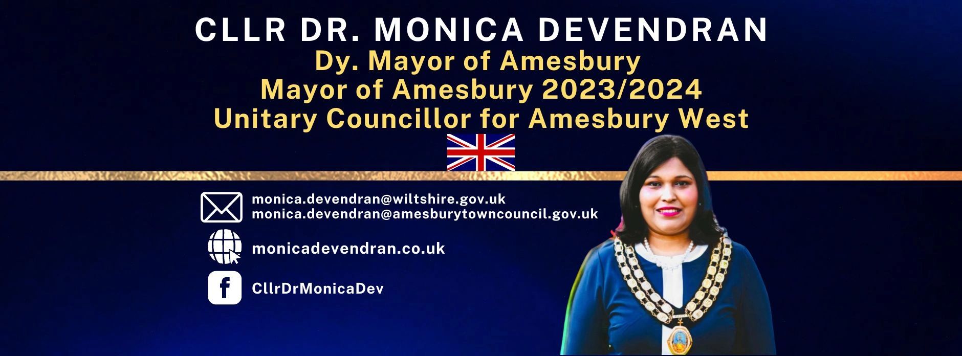 Cllr. Dr. MONICA DEVENDRAN - Mayor of Amesbury, UK