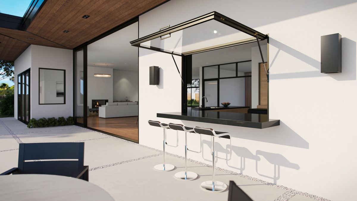 SDO Aluminum Gas Strut Awning Pass Through Window 60"W x 42"H in Black