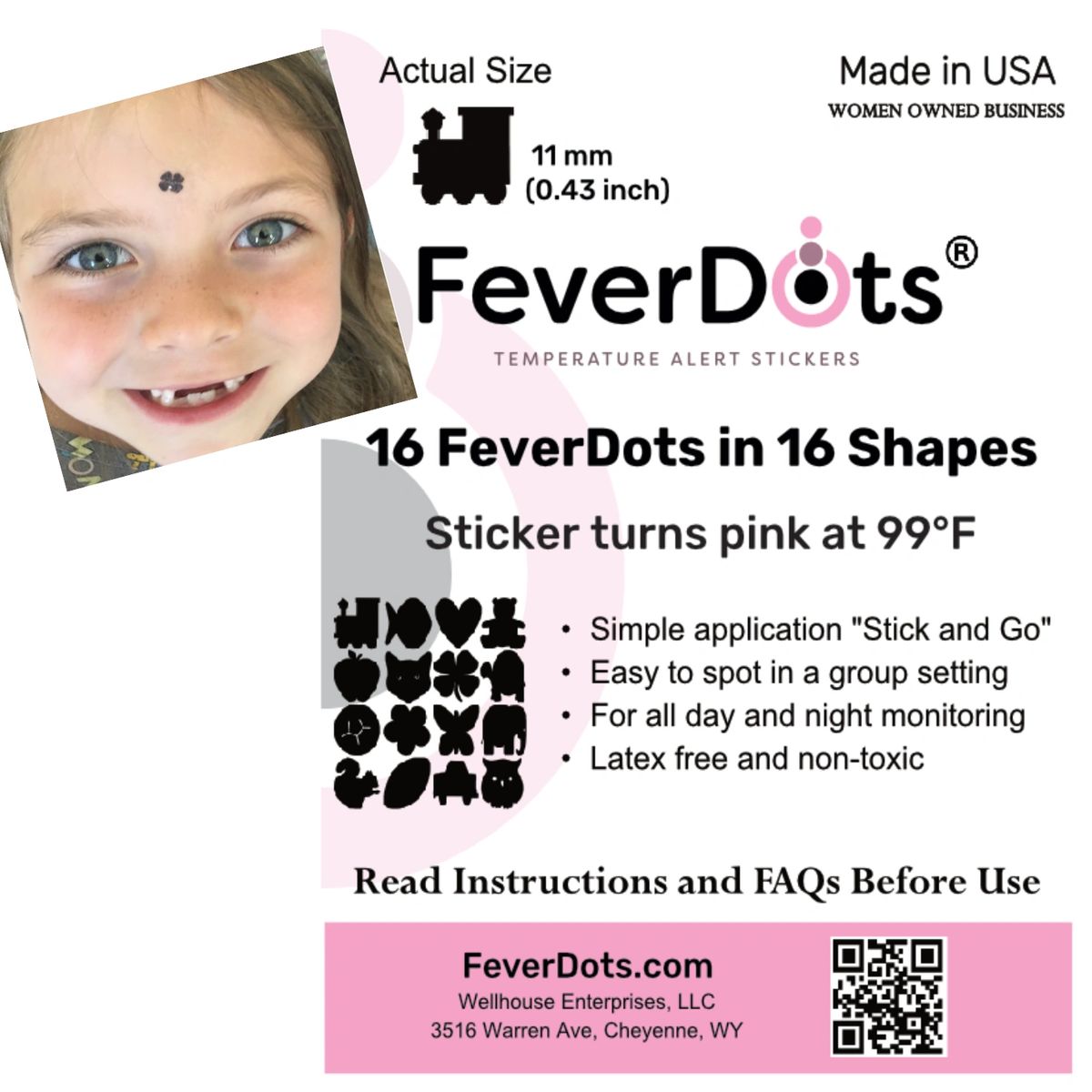 16 FeverDots, Fever Alert Stickers in 16 Different Shapes. Easy-to-see ...
