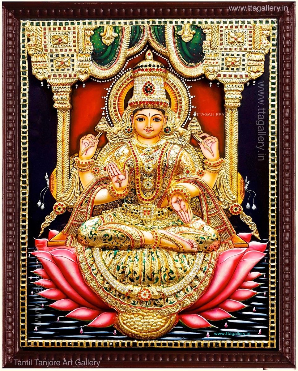 3D Gaja Lakshmi Tanjore Painting