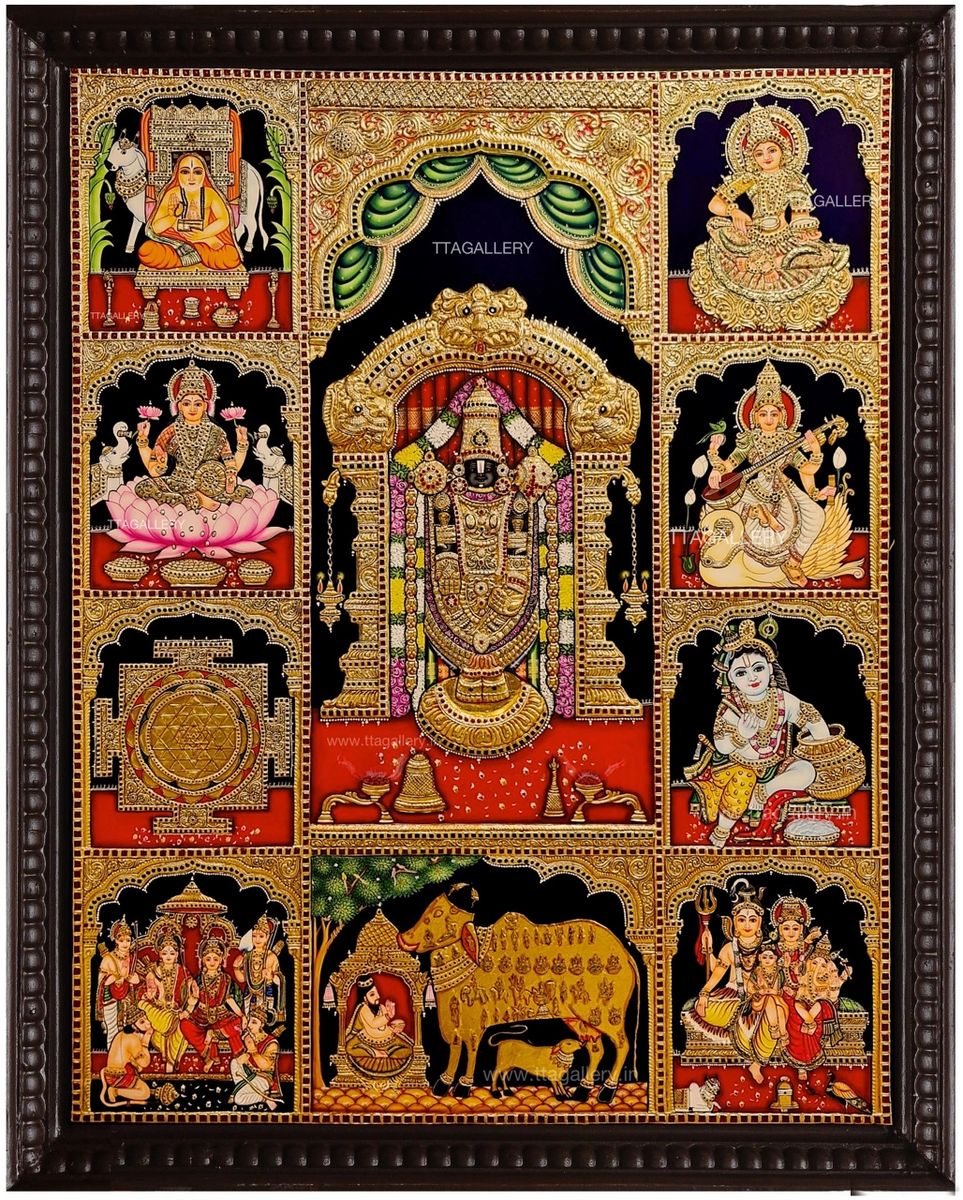 Pooja Painting Semi Embossed Tanjore Painting