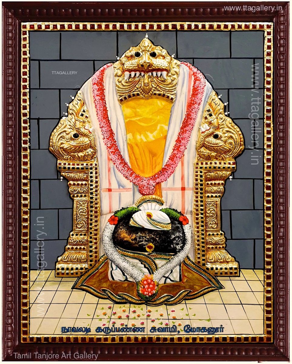 3D Navaladi Karuppanna Swamy Tanjore Painting