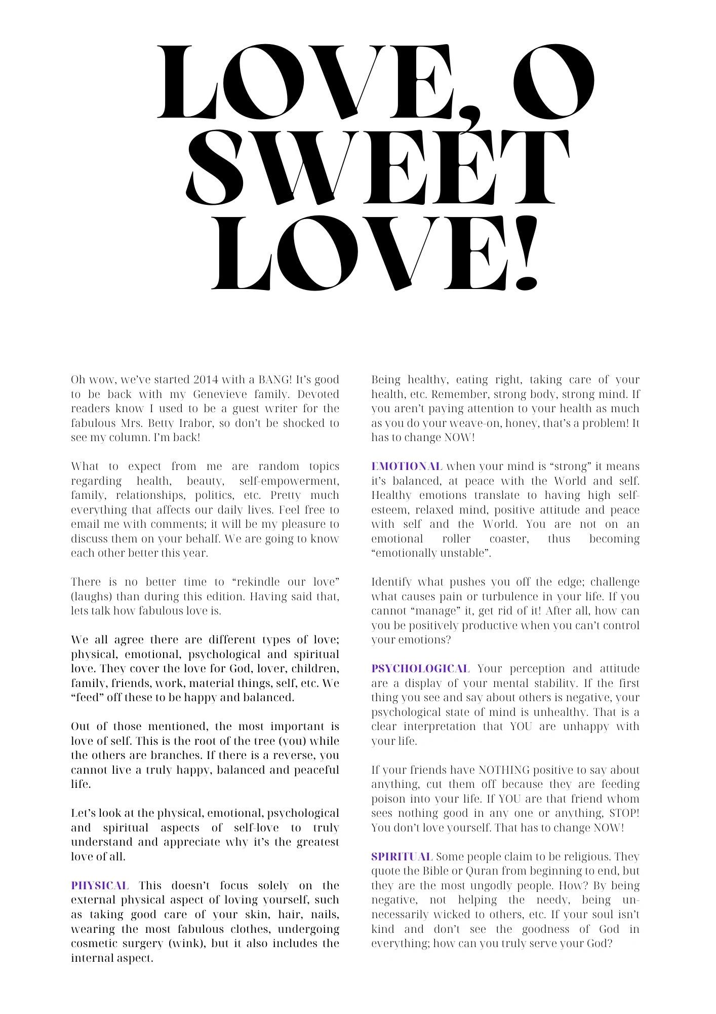 Love, O Sweet Love!