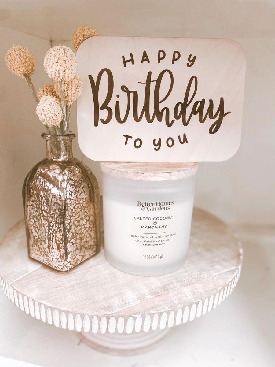 Happy Birthday Engraved Wood Sign ~ 4.6" x 6.5"