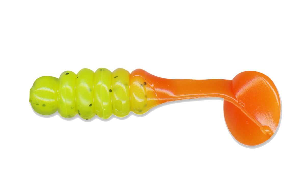 1" Crappie/PanFish Grub Chartreuse /Orange Tail CBPF15