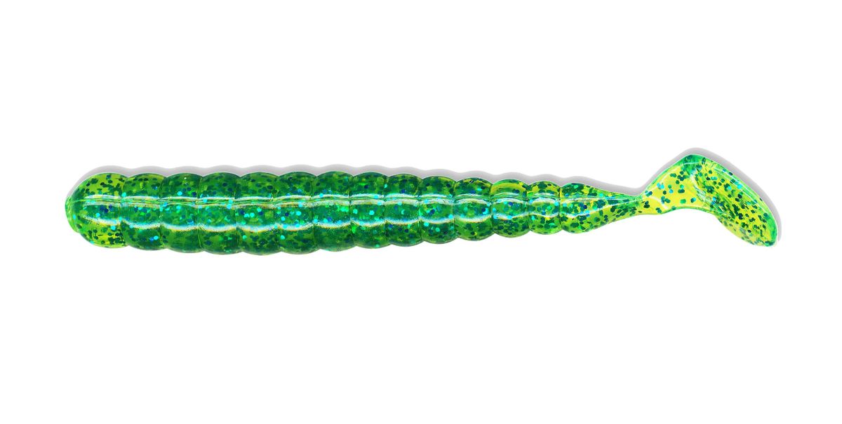 3" Grub Chartreuse Blue Glitter SBGG56