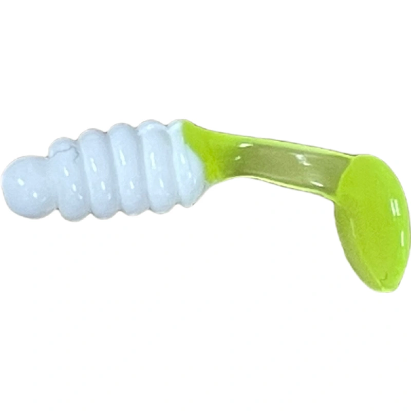 1" Crappie/PanFish Grub White/Chartreuse CBPF45