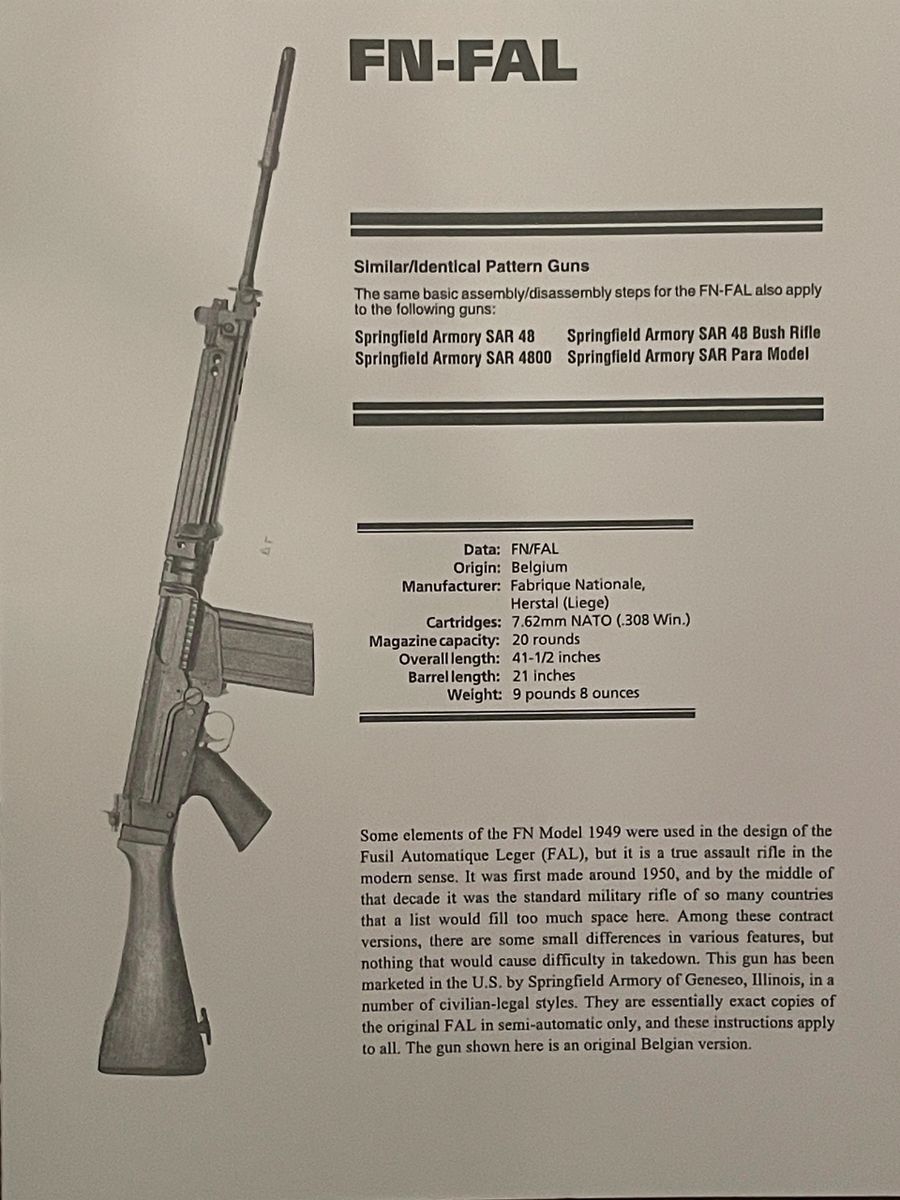 FN-FAL Manual Takedown, black & white pictures.