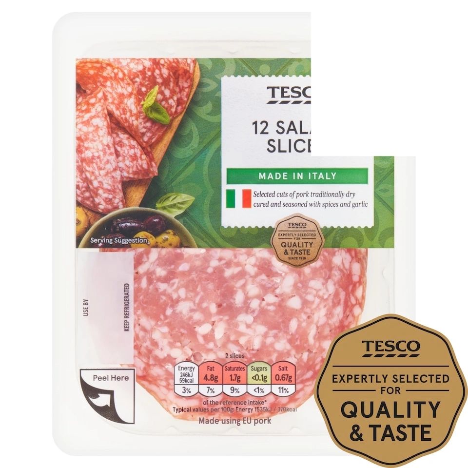 Tesco Salami Slices 12 Pack 100g