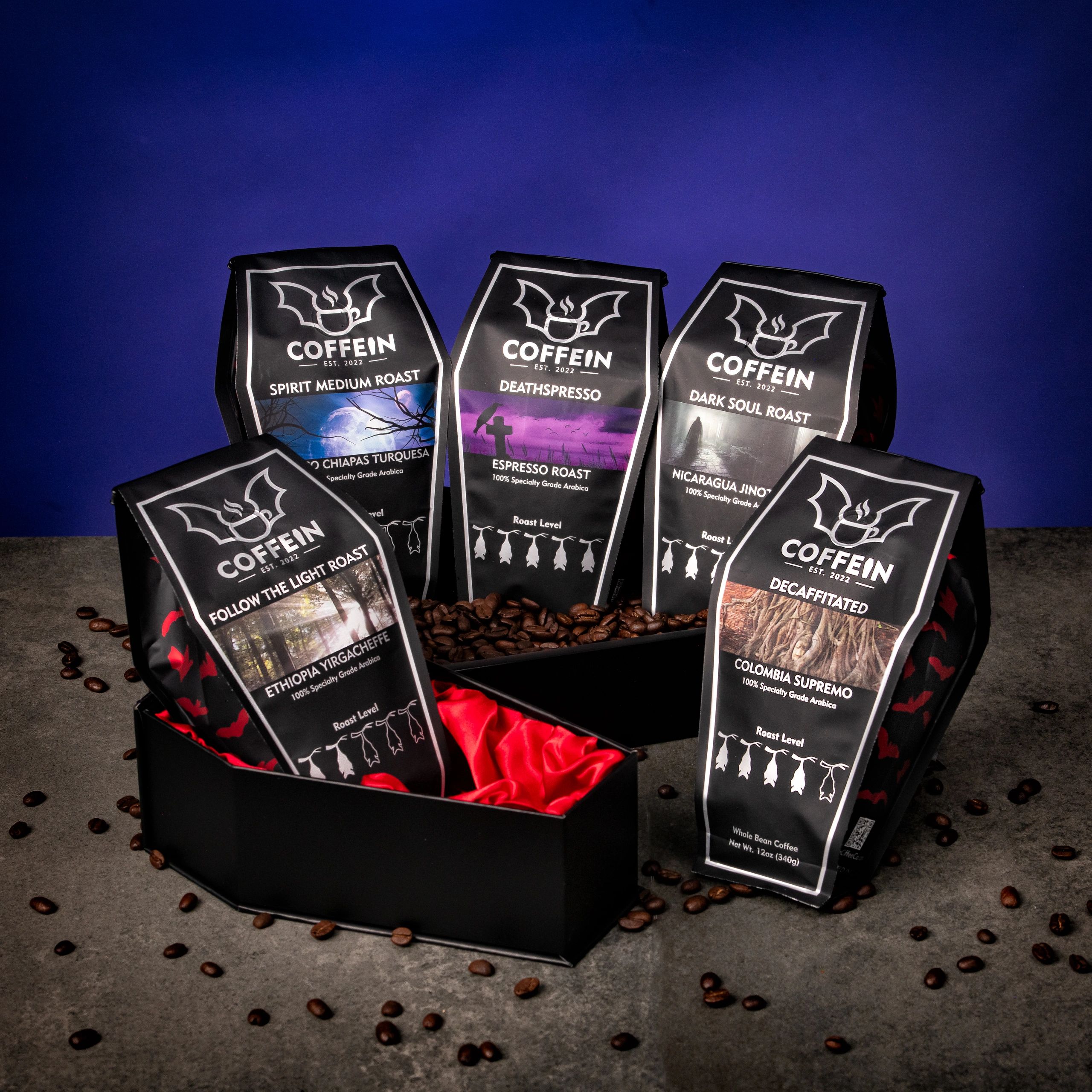 Coffein Coffee Co. - Specialty Coffee Beans, Coffee in a Coffin, Goth