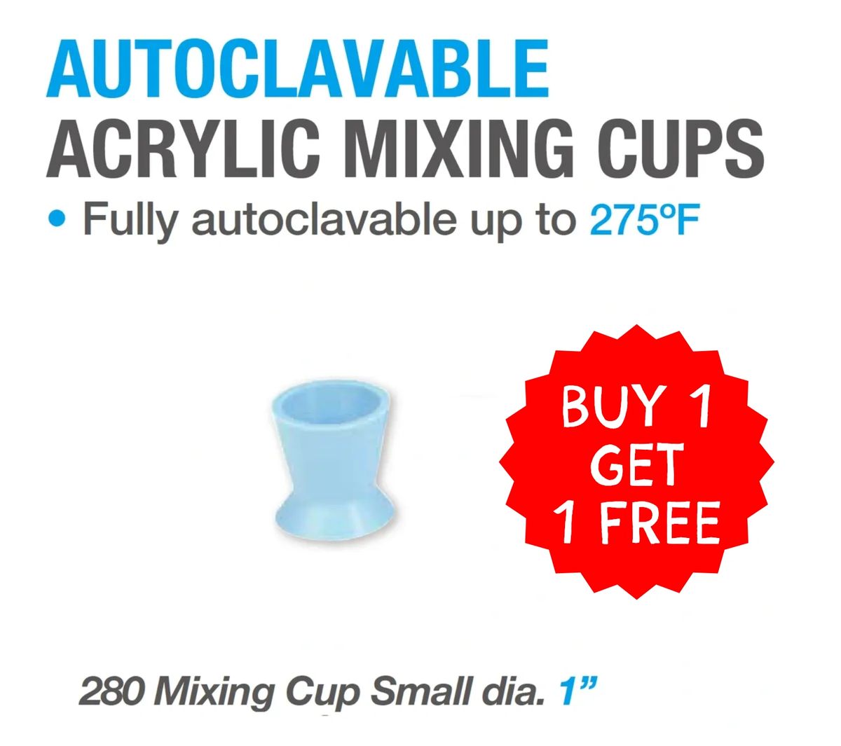 Autoclavable Acrylic Mixing Cup Small dia. 1" [Buy 1 Get 1 Free]