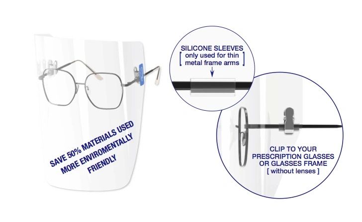 Disposable Clip On Face Shields (without Glasses Frame)