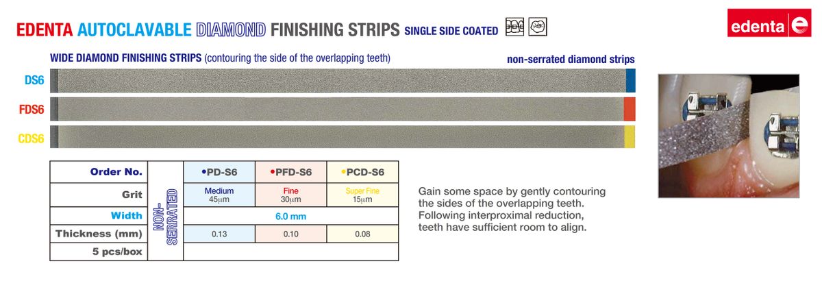 NEW | Edenta Autoclavable Wide Diamond Finishing Strips (5pcs/box)