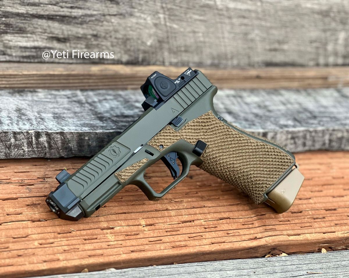 Agency Arms Glock 19x 2-Tone Sage Dynamics V2 Trijicon RMR 3.25 RM06 FDE OD