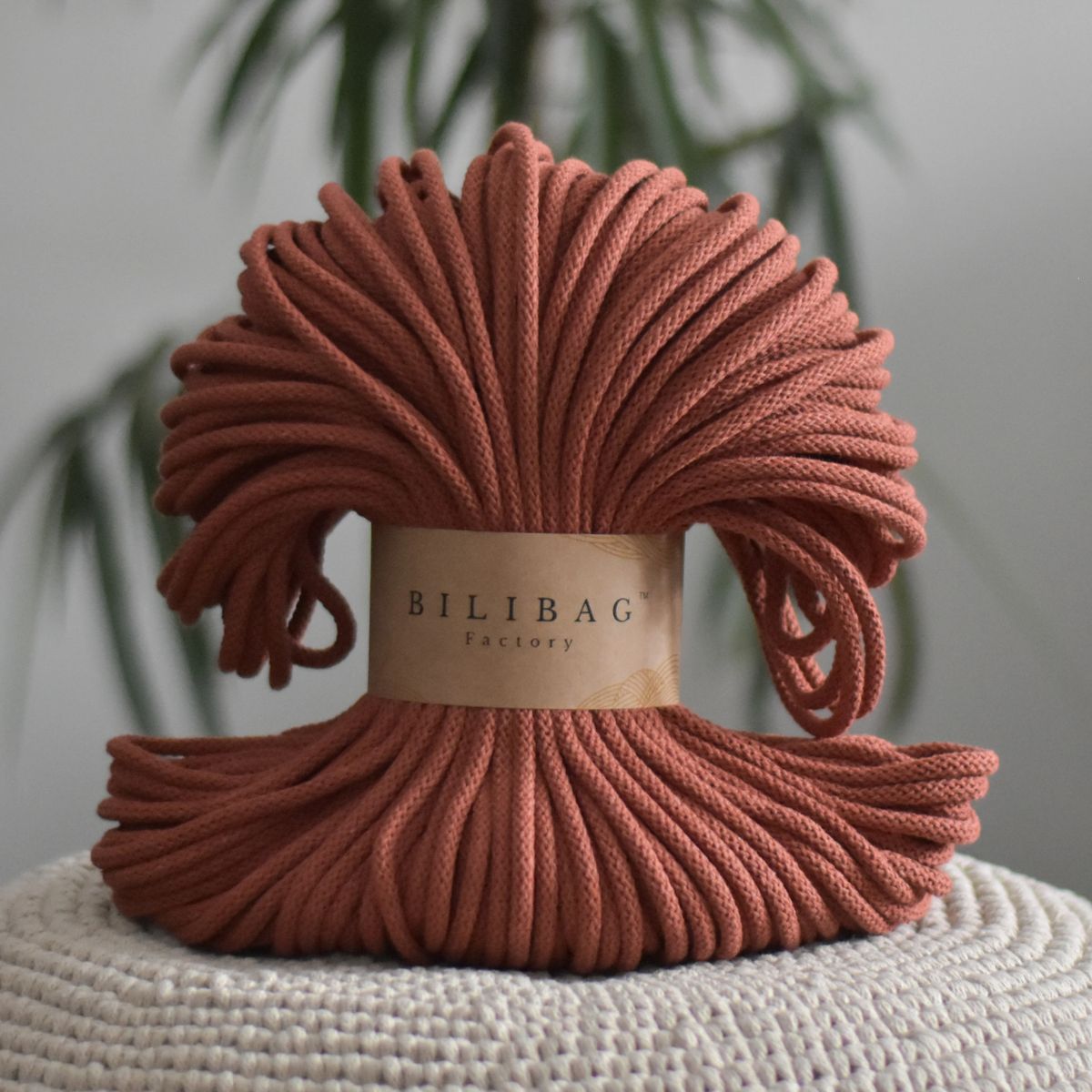 Brick Braided Cotton Cord 5mm, 100m, MADE IN UK