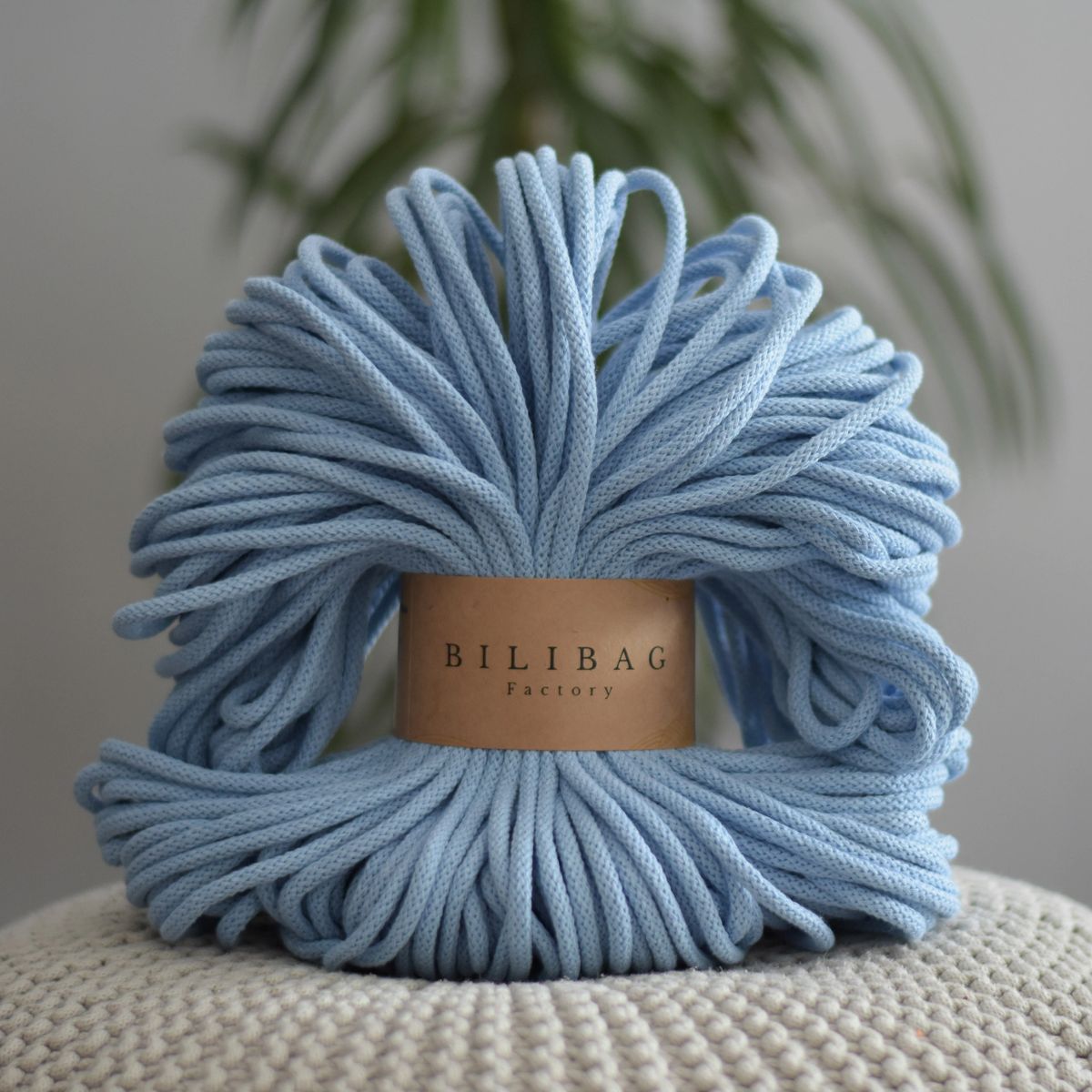 Baby Blue Braided Cotton Cord 5mm, 100m, MADE IN UK