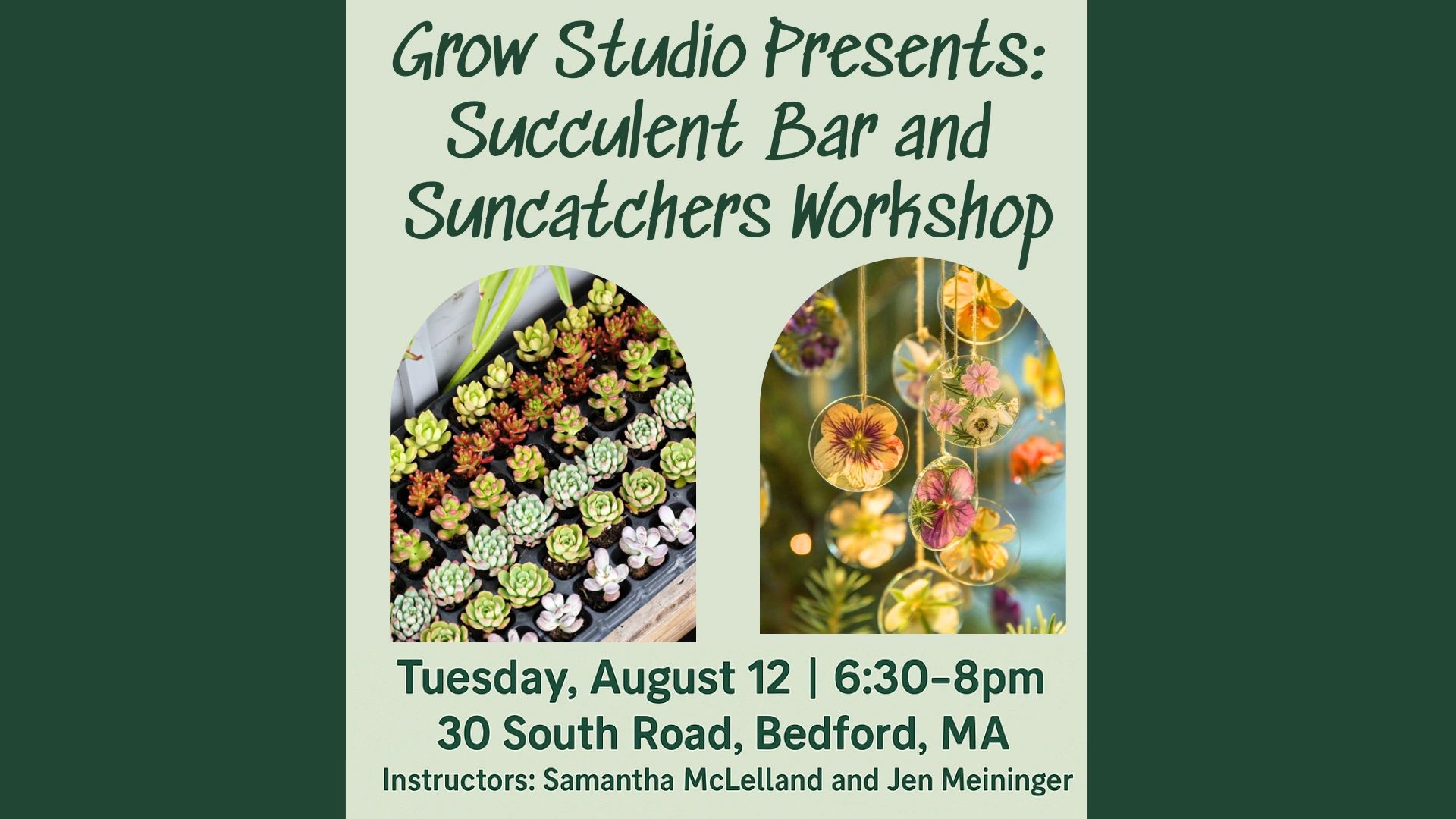 Grow Studio Presents: Succulent Bar and Suncatchers Workshop