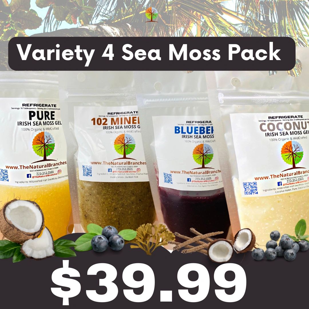 Variety 4 Pack 9-10oz each (Pure Irish Moss, Bladderwrack & Burdock ...