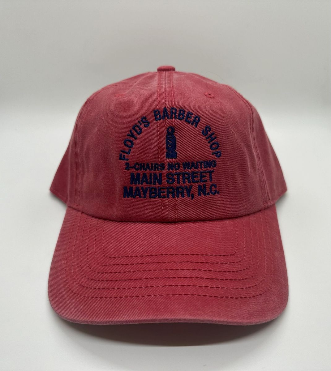 Floyd's Barber Shop Hat Red w/ Blue Embroidery