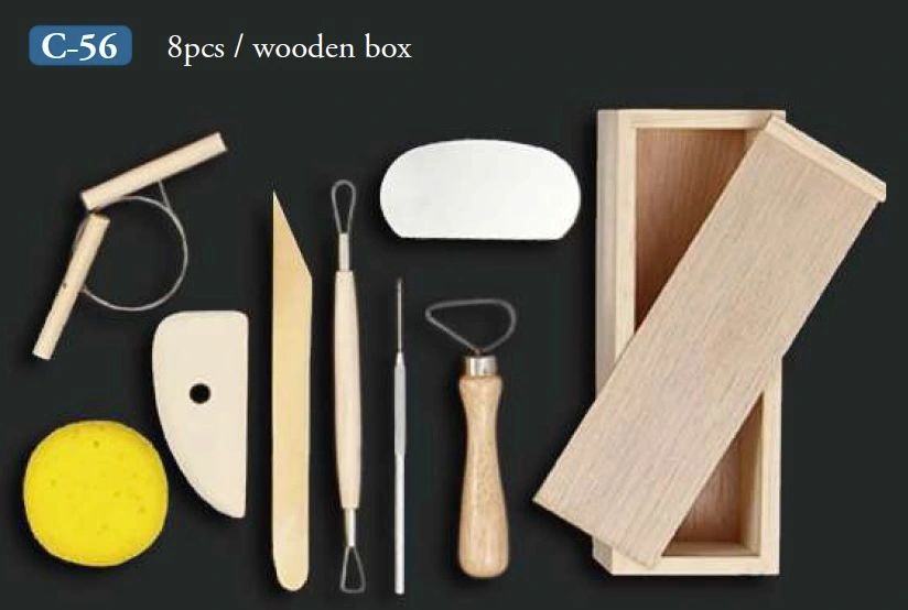 Pottery Tool Set in Wooden Box