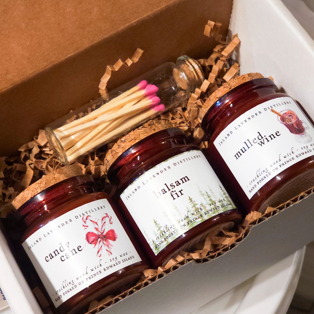 Candle Gift Set - Three Mini 1.5oz + Matches