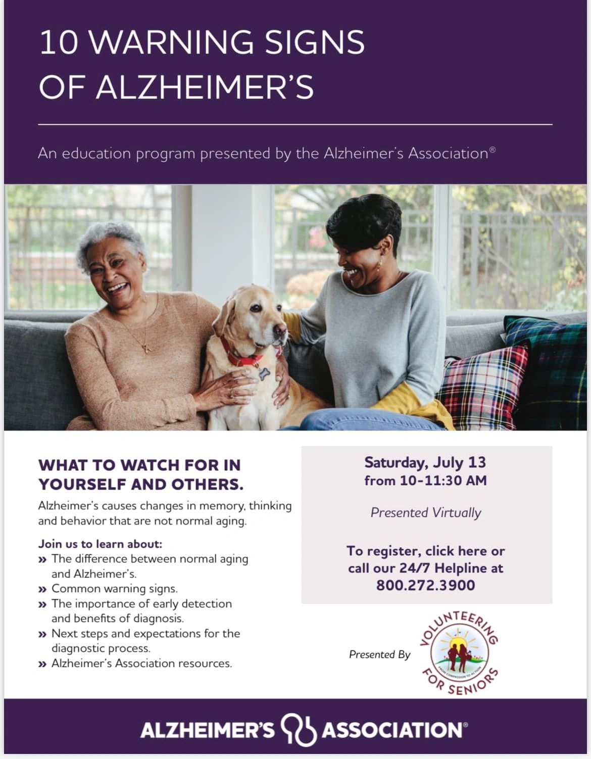 10 Warning Signs of Alzheimer’s disease - July 13, 2024
