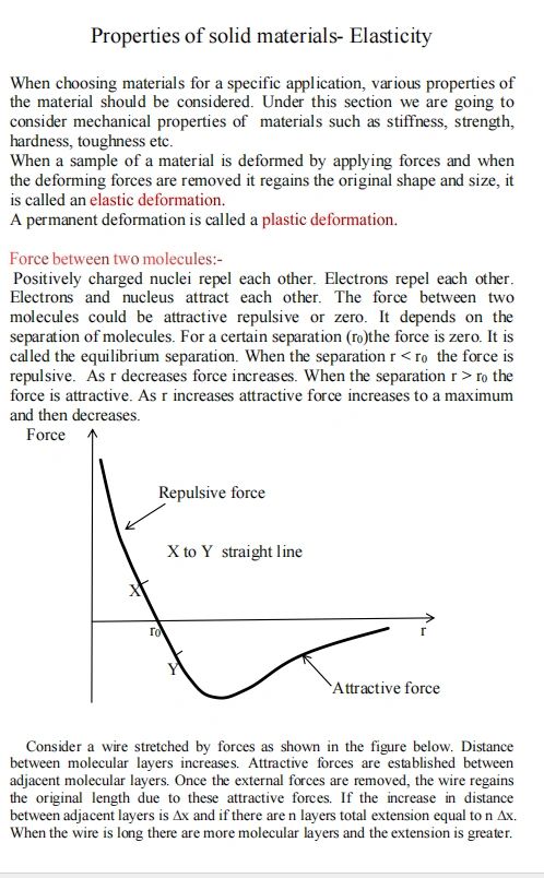 Properties of solid materials- Elasticity