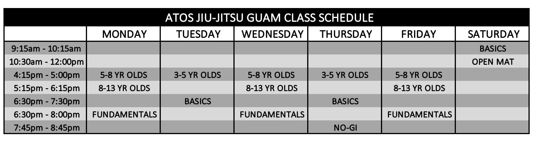 Schedule | Atos Jiu-Jitsu Guam