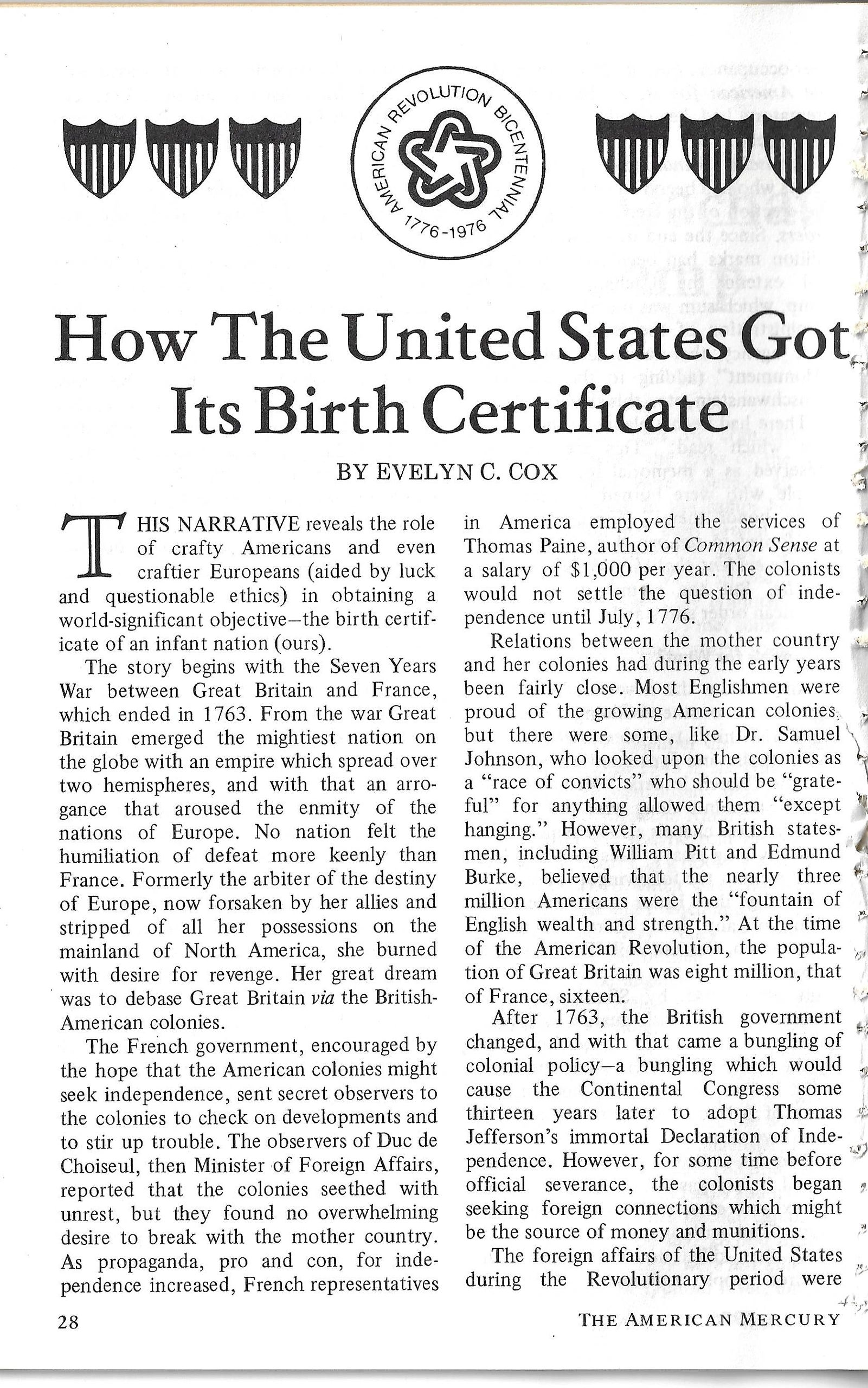 How The United States Got Its Birth Certificate